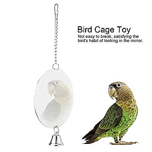 Bird Cage Toy Bird Mirror, Stainless Steel Bird Mirror Toy with Bell Swing Hanging Ringer for Parakeet Cockatiel Conure Budgie Lovebird Cockatoo Canary Finch Cage Accessories