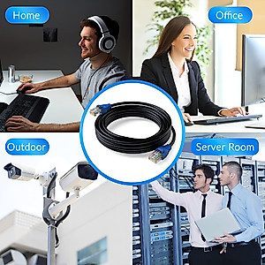 Cat6 Outdoor Ethernet Cable 100ft, Heavy Duty Double Jackets Internet Cord, Waterproof, Direct Burial, (from 25FT to 500 FT) Support PoE Cat6 Cat5e Cat5 Network, Cat 6 RJ45 Patch Cable with 25 Ties