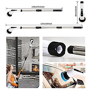 Electric Spin Scrubber, Cordless Bath Tub Power Scrubber with 8 Replaceable Drill Brush Heads, Shower Cleaning Brush with Adjustable Handle for Bathroom, Tile Floor & Car