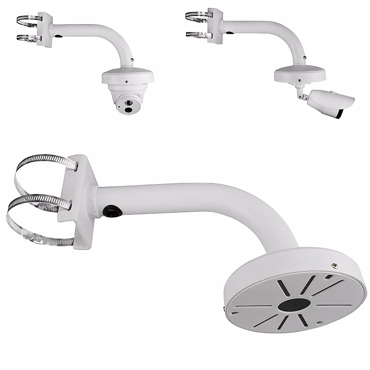 compcctv Dome Camera Universal Heavy-Duty Outdoor Security Camera Pole Mount Bracket Universal Security Camera CCTV Security Camera Mount Bracket (1 Pack)(30mm-200mm)