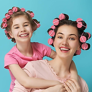 Geyoga 18 Pieces Sponge Hair Rollers Large Soft Foam Hair Styling Curlers Large Size Hairdressing Curlers for Women and Kids (Pink,1.6 x 2.8 Inches)