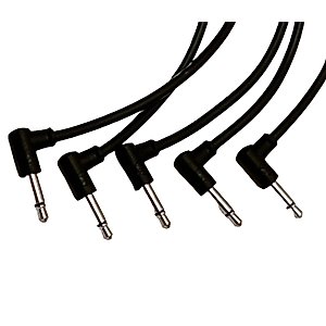 Starving Students Music Supplies Luigis Modular M-PAR Right Angled Eurorack Patch Cables - Package of 5 Black Cables, 24" (60 cm)