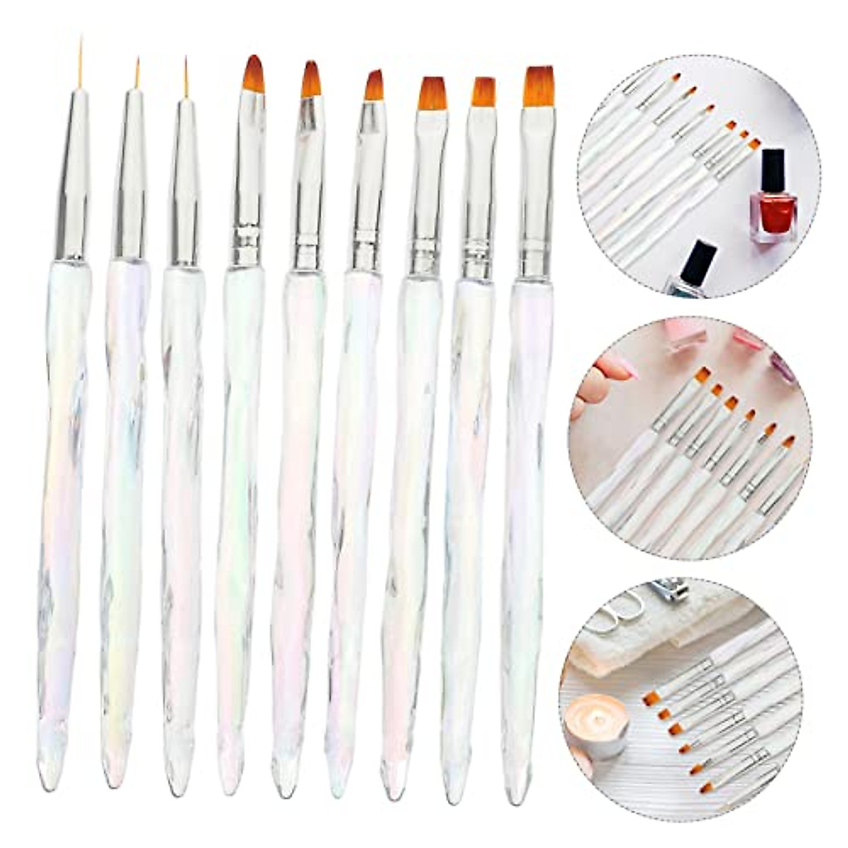 minkissy 9pcs Nail Pen Nail Airbrush Pinceles Para Uñas Acrilicas Lipstick Applicator Fine Brushes Nail Art Supplies Nail Art Brushes Nail Art Pen Manicure DIY Drawing Pen Nail Supplies UV