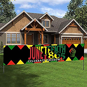 Happy Juneteenth Day Banner Outdoor Yard Sign Decorations - 1865 Black Americans Independence Freedom Day Juneteenth Banner Decorations