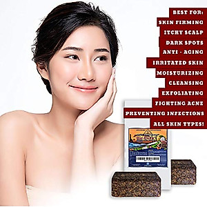 Organic, Anti-Bacterial, Anti-Fungal OSE-DUDU AFRICAN BLACK SOAP 2 LB (32 oz) BLOCK. Authentic, Handmade, Unscented Raw (GHANA)