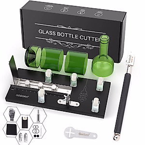 Glass Bottle Cutter, Upgraded Glass Cutter for Bottles & Glass Cutter Bundle - DIY Machine for Cutting Wine, Beer or Soda Round Bottles & Mason Jars, Perfect Score Bottle Cutter