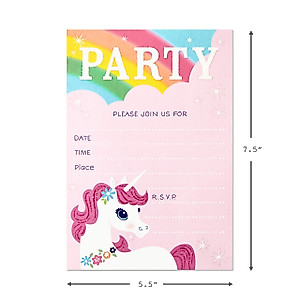 Hallmark Rainbow Unicorn Invitations and Thank You Cards Set (Pack Includes 10 Invites and 10 Thank You Notes)