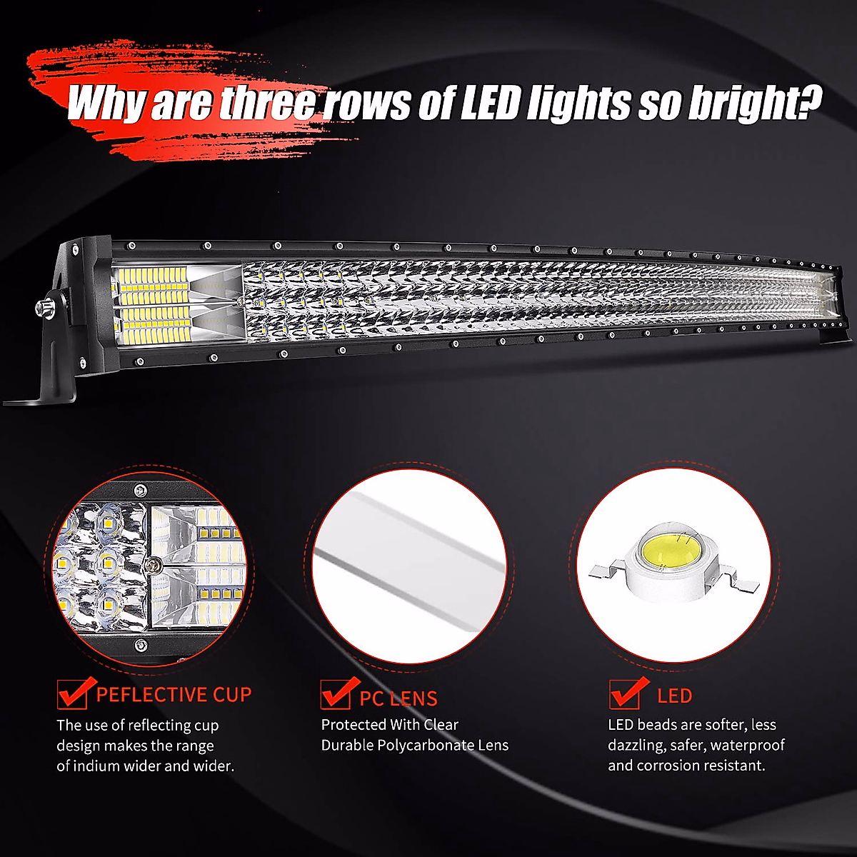 LED Light Bar AUSI 50" Curved 684W Triple Row Light Bars + 2PCS 4in 60W LED Pods Off Road Driving Fog Lights with Rocker Switch Wiring Harness Kit for Trucks Polaris ATV SUV Boat Lighting