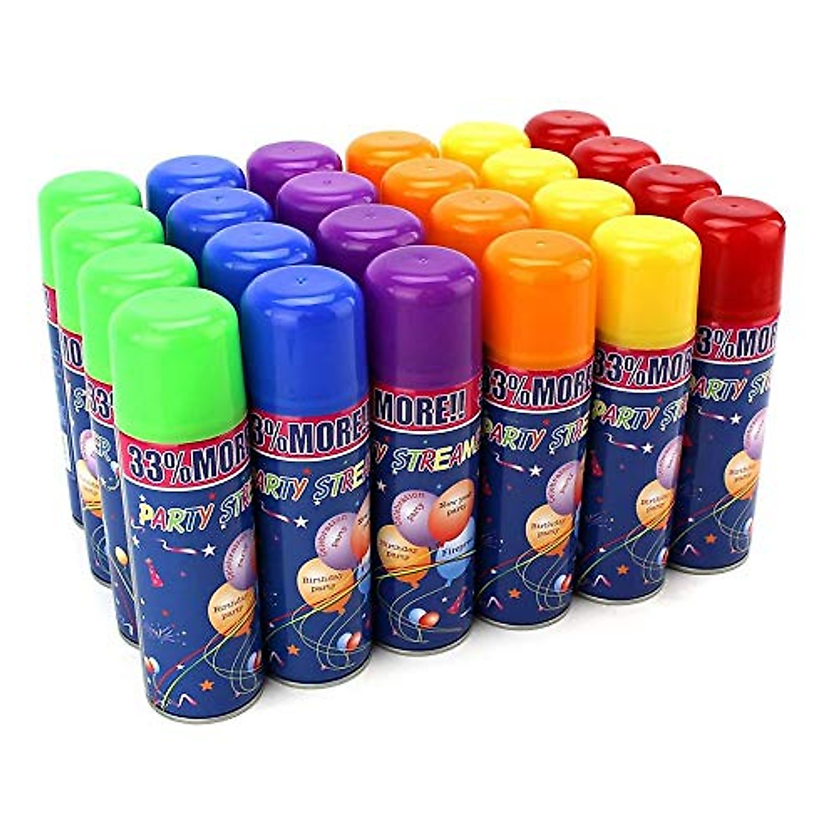 Los Angeles Superstore 24 Pack of Party String Streamers Cans - Fun Crazy Party Supply for Celebrations