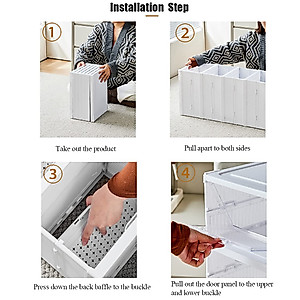 GUDEMAY Drop Front Shoe Storage Box, No Assembly Stackable Shoe Organizer Storage Bin with Clear Door, Free Standing Shoe Shelf Cabinet with Lid, Plastic Shoe Rack for Closet Entryway, 6-Tier