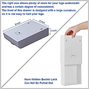 LuluEasy 2 Pack Under Desk Drawer Self-Adhesive Hidden Desktop Organizer, Attachable Desk Drawer Slide Out, Table Storage Tray for Pencil Pen Stationery Home Office Organization, Large Gray