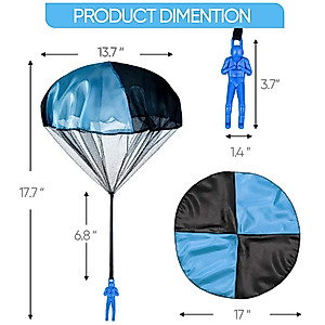 PGXT Parachute Toy, Tangle Free Throwing Army Toy Parachute, Outdoor Children's Flying Toys, No Battery nor Assembly Required (4 Pieces Set) (A)