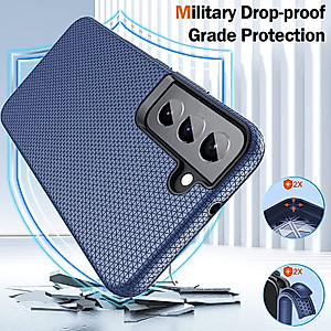 for Samsung Galaxy S22 Case with Screen Protector, Military Grade Drop Proof Protection Galaxy S22 Protective Case Rugged PC Hard & Silcone Shockproof Cover for Samsung S22 5G Phone Case Shell (Blue)