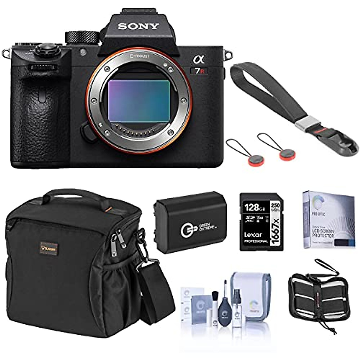 Sony Alpha a7R III Mirrorless Digital Camera Body (V2) Bundle with 128GB SD Card, Bag, Extra Battery, Wrist Trap, Screen Protector and Accessories
