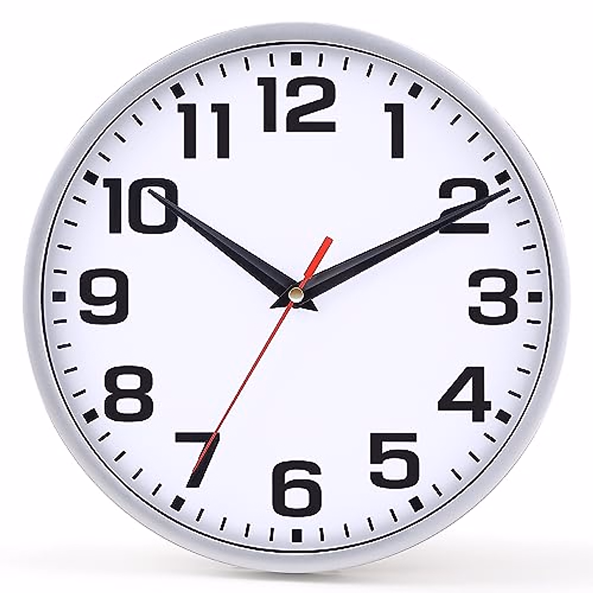 Rulart Wall Clock Battery Operated Bedroom - Modern Kitchen Small Silent Analog Round Simple Quiet Quartz Black Wall Clocks Non Ticking Bathroom Office Garage School