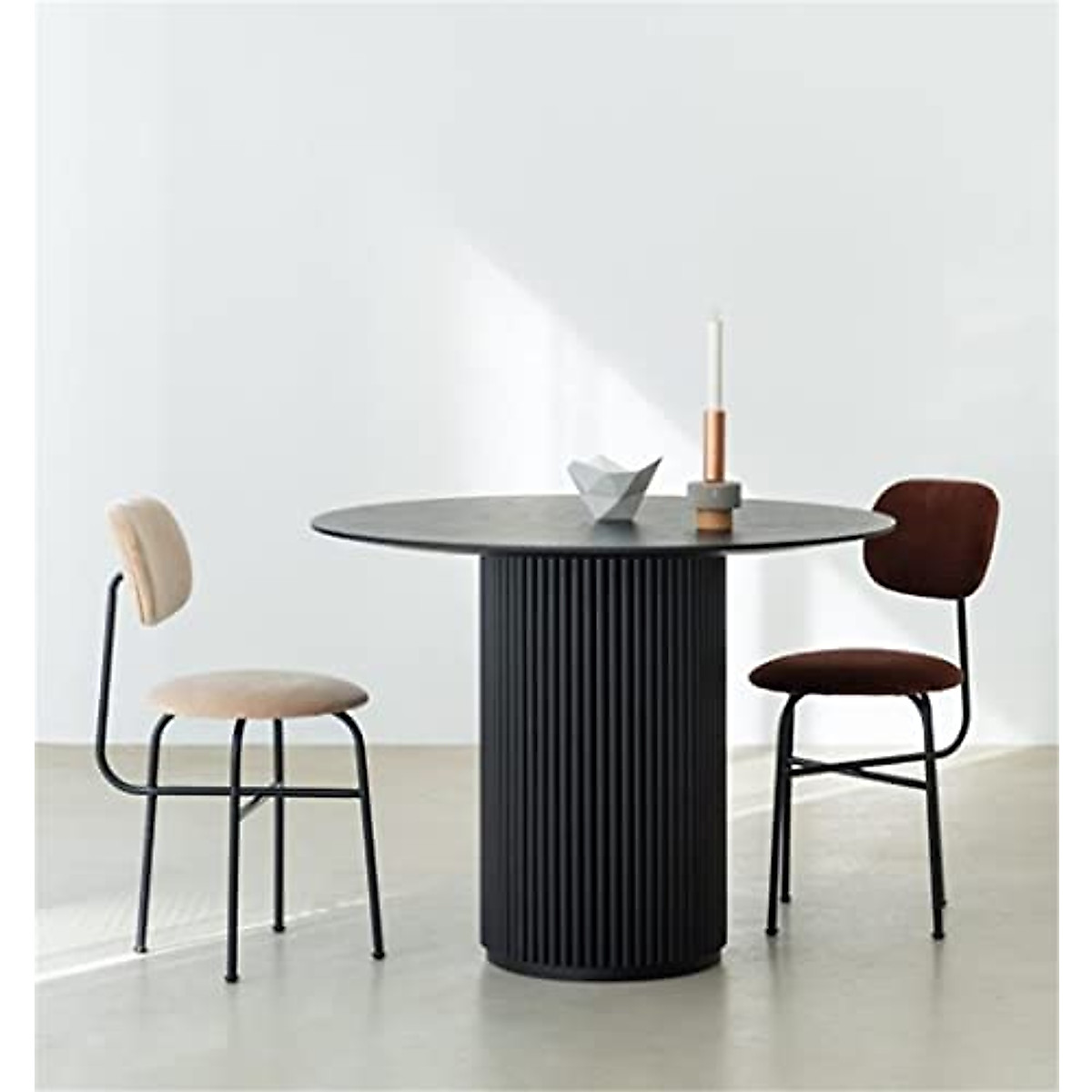 NIUYAO Round Solid Wood Dining Table Black, 35.5" W Circular Tabletop for Dining Room Kitchen Leisure Coffee Table