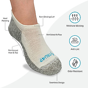 TRU47 Grounding & Earthing Products | No Show Grounding Socks | Silver Infused Socks | Breathable Socks Made With 99.99% Pure Silver Thread and Merino Wool (XL, No Show)