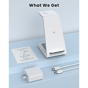 JoyGeek Wireless Charging Station for Samsung, Upgraded Android Charging Station, 3-in-1 Wireless Charger for Samsung Galaxy Watch5(Pro)/4/3/Active2/1, Galaxy S23(Ultra)/S22/S21/S20/Note 20, Buds2/Pro