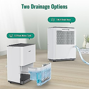 DuraComfort Dehumidifier For Home With hose,1000 Sq Ft Dehumidifiers for Bedroom Bathroom Basement Closet Kitchen RV Humidity Removal Air Dehumidifier,white