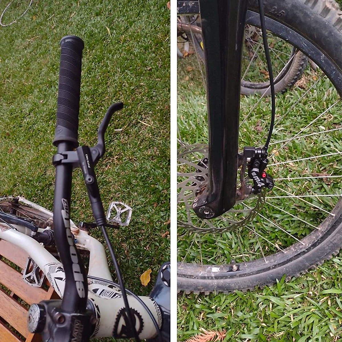 JFOYH 4-Piston MTB Hydraulic Brake Set with 160mm Floating Disc Rotors, Front and Rear Hydraulic Disc Brake Kit For MTB(Pre-bled, Left-Front/Right-Rear)