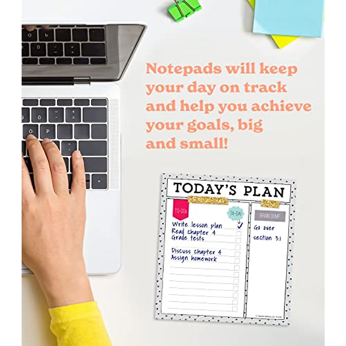 Carson Dellosa 5.75" x 6.25" Today's Plan To Do List Notepad, 50 Sheet Lined Paper Daily Planner Notepad, Daily Checklist, Teacher Daily To Do List, Productivity Task Planner