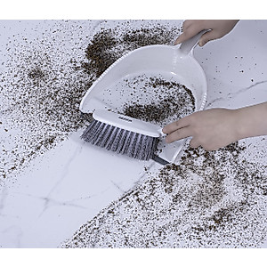 Superio Brush and Dustpan Set, Rubber Edge for Easy Dirt Pickup, Durable Plastic Broom Set with Ergonomic Grip Handle, for Table, Countertop, Desk (1)
