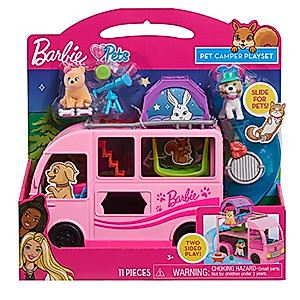 Barbie Just Play Pet Camper, 11-Pieces, Toy Figures and Playset, Kids Toys for Ages 3 Up , Pink