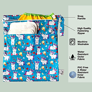 Waterproof and Reusable Wet Bag Diaper Stroller Water Resistant Swimsuit Travel Toiletries Yoga Gym Washable Carrier Small Medium Large Flamingo 4 Pack