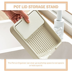 UPKOCH Pot Lid Holder Kitchen Lid Holder White Plastic Foldable Shovel Kitchen Spoon Rest