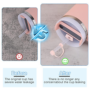 BGAANM Silicone Spill Proof Stopper Set Compatible with Stanley Quencher H2.0 FlowState Tumbler 40oz/ 30oz, Accessories Include 2 Straw Cover Cap, 2 Square Spill Stopper, 2 Round Leak Stopper (White)