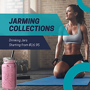 JARMING COLLECTIONS Reusable Freezer Safe Smoothie Cups with Lids and Straws - Mason Drinking Jar (2- 24oz)