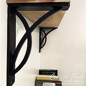 Ekena Millwork BKTM02X10X12TMI-CASE-4 Miller, 2"W x 10"D x 12"H, Powder Coated Black, 4 Piece