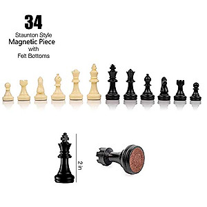LEAP 9.8" Magnetic Chess Set Foldable Portable Game Board for Adult Travel set with 2 queens