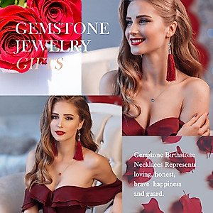 Ursilver Aquamarine Necklaces for Women, S925 Sterling Silver Birthstone Necklaces 2CT Lab Grown Aquamarine Birthstone Necklaces March Birthday Gifts March Birthstone Jewelry Gifts for Women