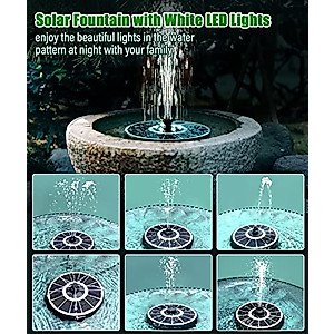 SZMP Solar Fountain 2024 Upgraded 100% Glass Panel, 3.5W Floating Solar Powered Water Pump Built-in 2000 Battery with 7 Nozzle & 4 Fixer, Solar Bird Bath Fountains for Garden, Pond, Outdoor (White)