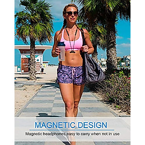 NANAMI Bluetooth Earbuds, 5.0 Bluetooth Wireless Headphones, IPX7 Waterproof, in-Ear Earphones with Mic, HiFi Stereo Deep Bass Headsets, Magnetic Neckband, 15 Hours Playtime for Gym (Black with Red)