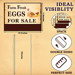 Sintuff 3 Pcs Farm Fresh Eggs for Sale Sign with Stakes 30 Pcs Plastic Egg Cartons for 12 Eggs 30 Fresh Farm Eggs Handling Instructions 30 Farm Fresh Eggs Labels Egg Handling Stickers