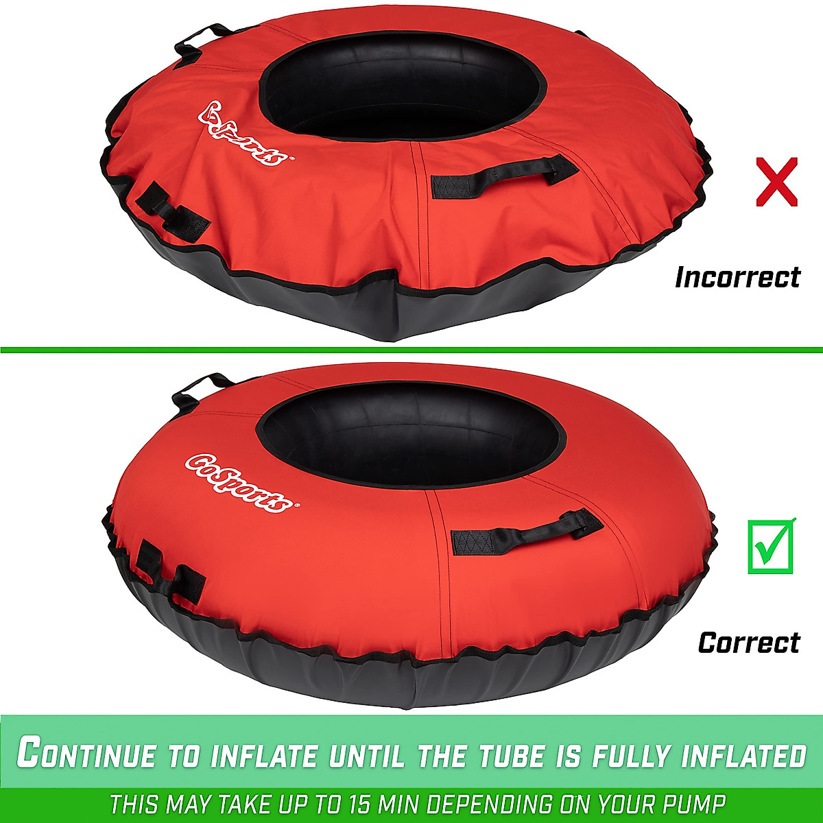 GoSports 44 in Heavy-Duty Winter Snow Tube with Premium Canvas Cover - Commercial Grade Sled - Choose Your Style