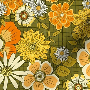 Spoonflower Fabric - 1970S Retro Avocado Green Yellow Hippie Groovy Daisies Flower Power Printed on Polartec(R) Fleece Fabric by The Yard - Sewing Blankets Loungewear and No-Sew Projects