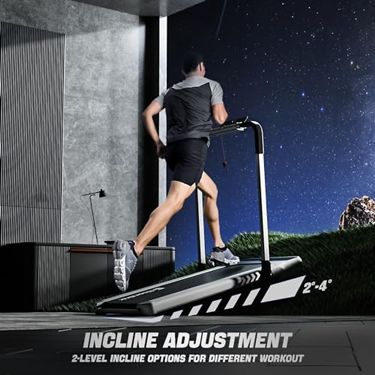 Eisenlink 2 in 1 Foldable Treadmill Under Desk for Home with Manual Incline, APP Control Portable Treadmill Quiet for Small Space Workstation 300 lbs Weight Capacity, Installation-Free 3.0 MPH