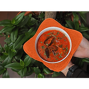 Set of 2 Orange Microwave Bowl Cloth Hot Pads Pot - Good Kitchen Accessories Bowl Holder to Protect Your Hands from Hot Dishes and Heating Soup - Microwave Bowls That Don't Get Hot for Polyester Plate