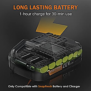 SnapFresh Leaf Blower -20V Cordless Leaf Blower with Battery & Charger, Electric Leaf Blower for Yard Cleaning, Lightweight Leaf Blower Battery Powered for Snow Blowing (Battery & Charger Included)