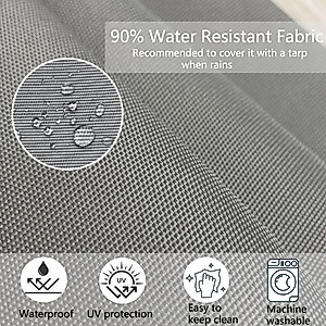 Sqodok Patio Cushion Covers 24x22, Water Resistant Outdoor Cushion Covers for Patio Furniture, 4Pack Patio Cushion Seat Slicovers Replacement for Sectional Sofa, Wicker Chair, Grey Heather