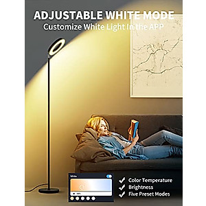 XMCOSY+ Floor Lamp, 2400LM Smart RGBW LED Standing Lamp with Modern Double-Side Lighting, WiFi APP Control, Works with Alexa, 2700K-6400K Color Changing Dimmable Tall Lamps for Living Room Bedroom
