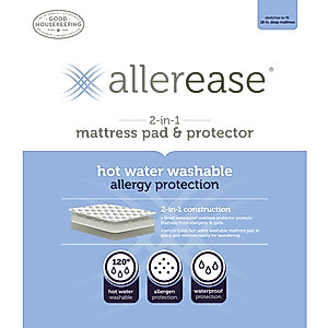 AllerEase 2-in-1 Hot Water Wash Mattress Pad with Removable Top, Twin XL