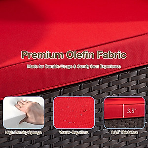 Gardenbee Patio Swivel Glider Wicker Chairs - Outdoor Swivel Rocking Chairs Set of 4 with 2 Wicker Side Tables, Patio Swivel Rocker Chair 6 Piece Patio Furniture Sets for Patio Porch Deck(Brown/Red)