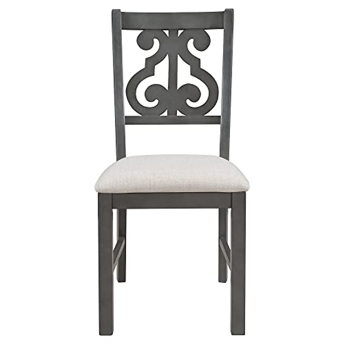 OYN 6 5-Piece Kitchen Furniture, Wooden Dining Room Upholstered Chairs,Special-Shaped Round Table W/Bottom Shelf Sets for 4 Persons Family Meal, Gray, Grey