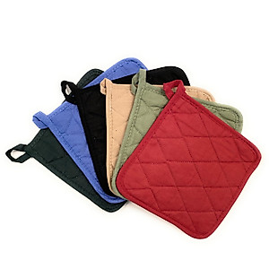 12 Pack Square Pot Holders 100% Cotton Heat Resistant Hotpads for Cooking Kitchen Potholder Set Trivet for Cooking Baking Camping House with Hanging Loops, Size: 8x8inch, Machine Washable