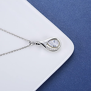 Teardrop Urn Necklace for Ashes - 925 Sterling Silver Blue Cremation Pendant Memorial Keepake Funeral Necklace Jewelry Gifts for Women Wife Mother (White)