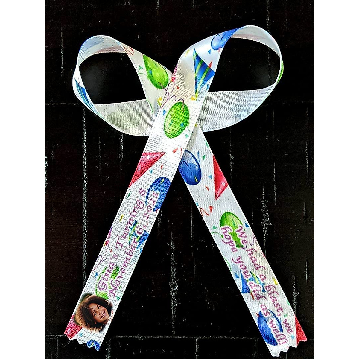 Custom Printed Favor Bow Personalized Ribbon For Birthday Wedding Christmas Communion Baptism Sweet 16 Sweet 15 Baby Shower Bar Mitzvah Bat Mitzvah Party Quinceanera Listones Personalizados Graduation